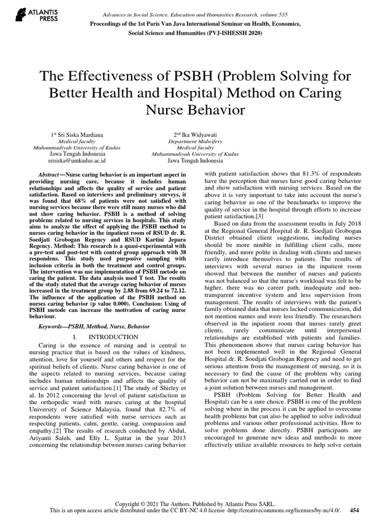 The Effectiveness of PSBH (Problem Solving For Better Health and ...