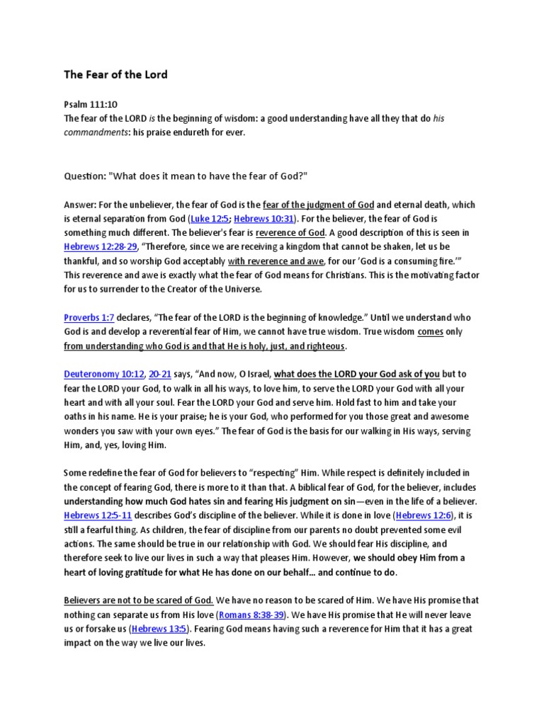 The Fear Of The Lord PDF God Wisdom