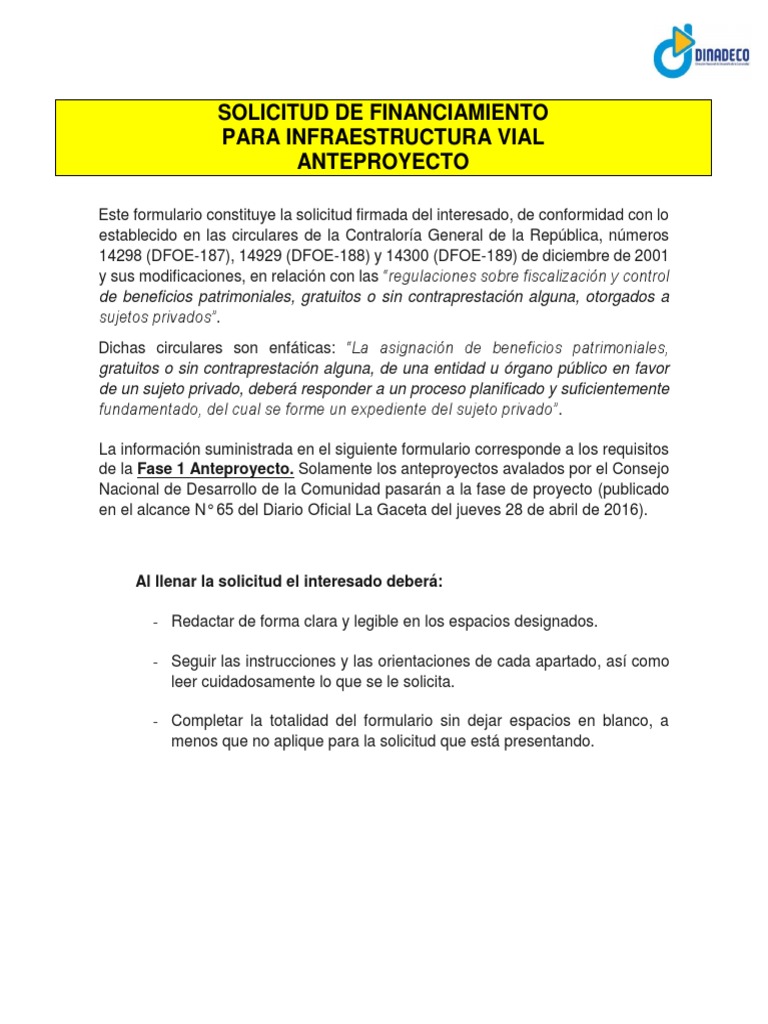 Anteproyecto Infraestructura Vial | PDF | Presupuesto