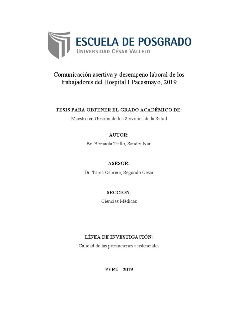 Ejemplo Tesis 2019 Peru | PDF | Comunicación | Comportamiento Ejemplo Tesis 2019 Peru | PDF | Comunicación | Comportamiento