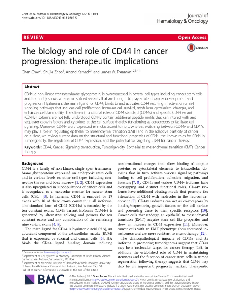 The Biology and Role of CD44 in Cancer Progression: Therapeutic ...