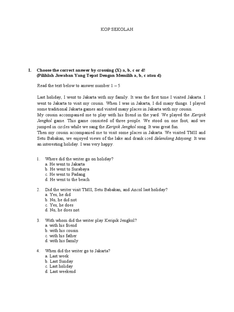 Soal PAT Kelas 6 2021-2022 KKGBI JS2 | PDF | Jakarta | Food And Drink