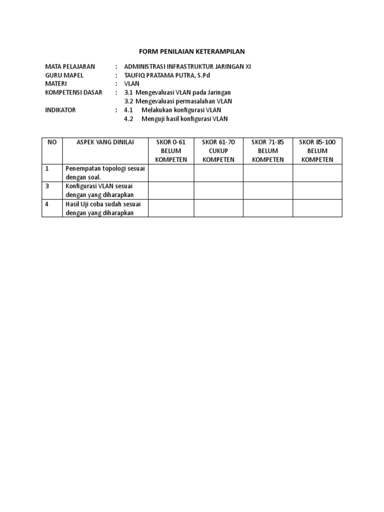 Form Penilaian Aij Kelas Xi | PDF