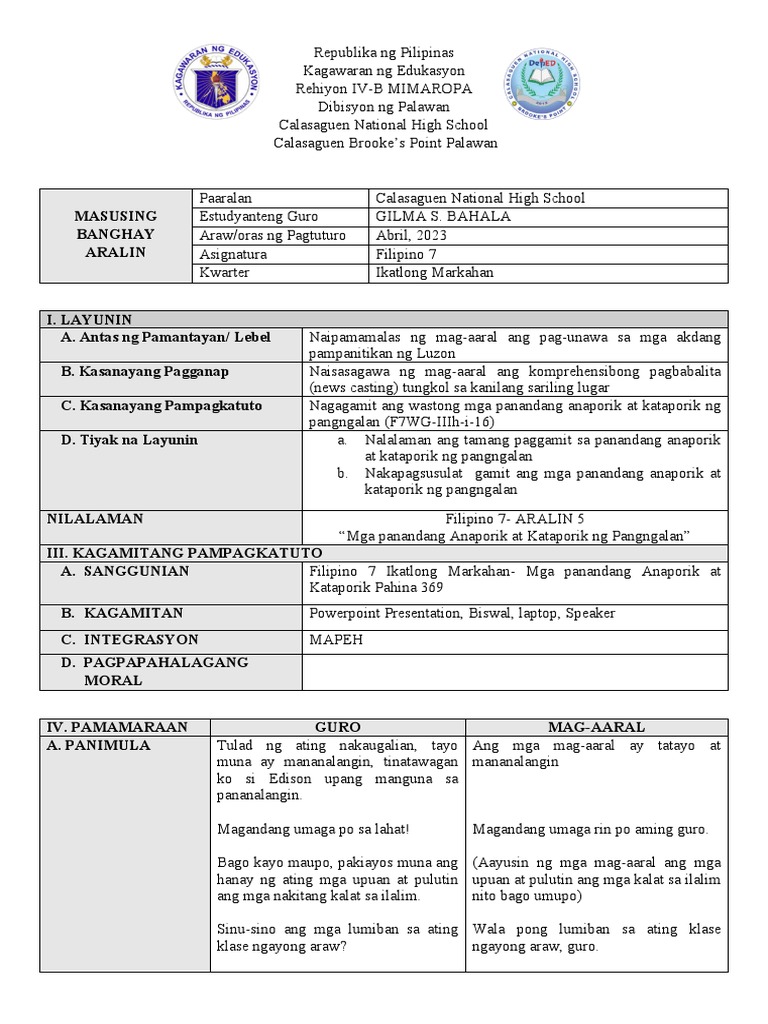 DLP F7 L5 Anaporik at Kataporik | PDF