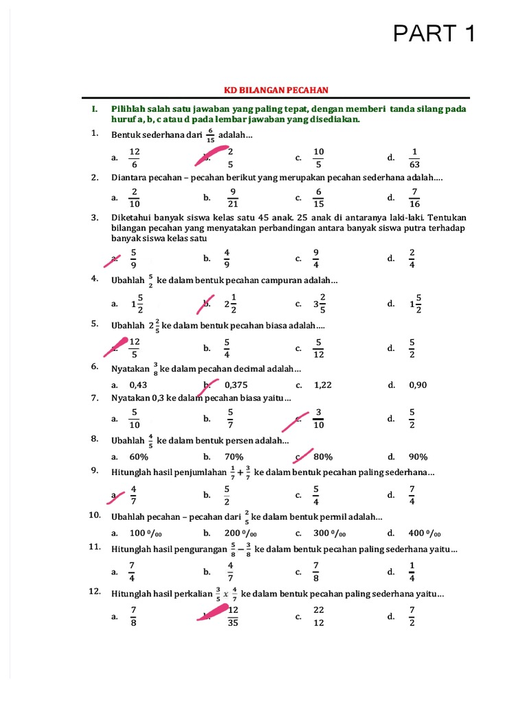 Matrikulasi (Pecahan) | PDF