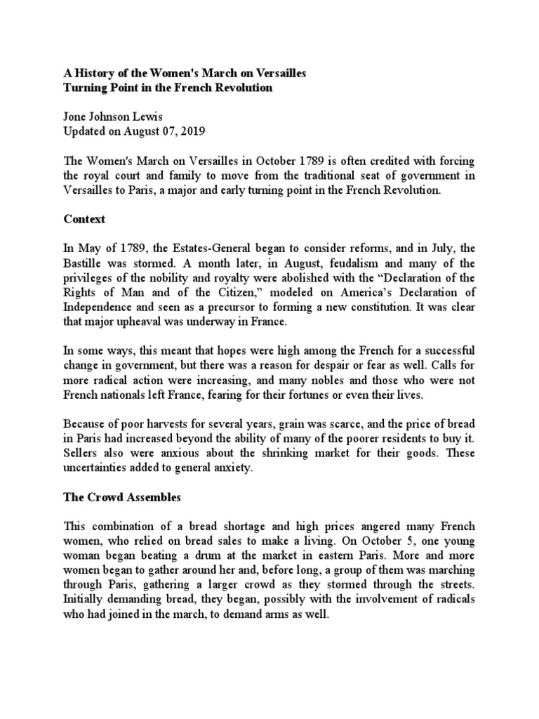 A History of the Women's March on Versailles | PDF | Gilbert Du Motier ...