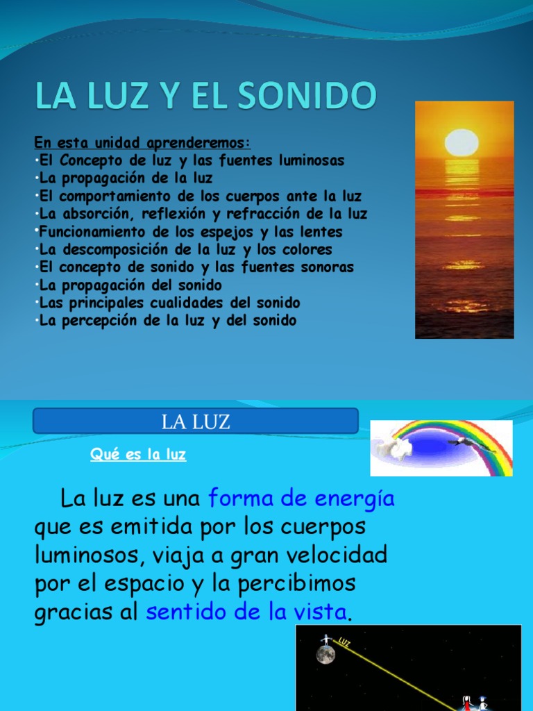 Luz y sonido: conceptos y propiedades | PDF | Color | Sonido