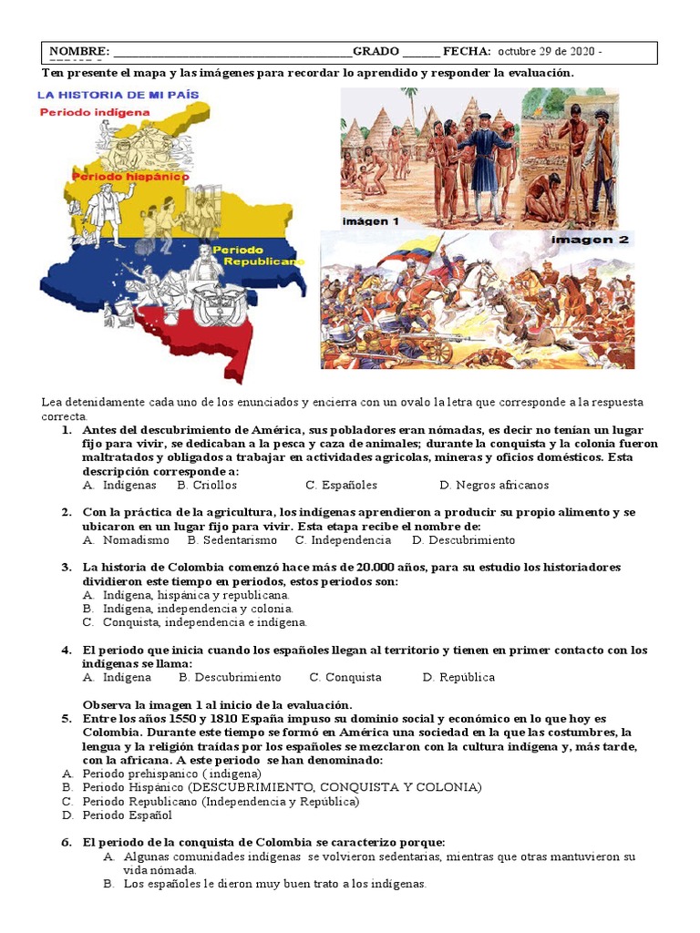 3 periodo - 5° EVALUACIÓN COGNITIVA DEL ÁREA DE Sociales | PDF | España ...