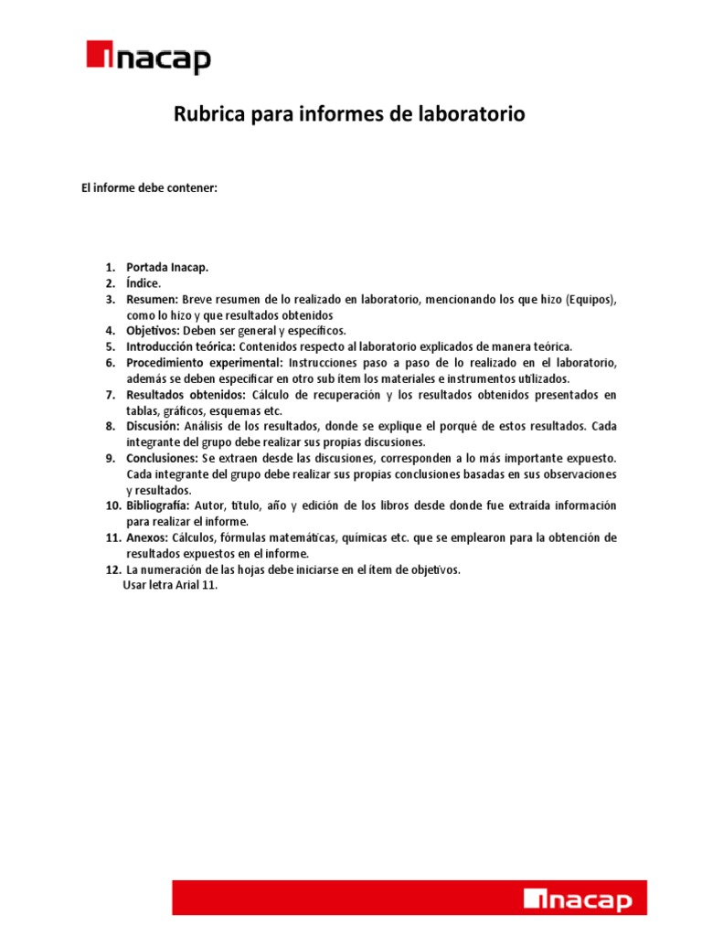 Rubrica para Informe de Laboratorio Met Ext 2 Labo 2 VESPERTINO | PDF | Laboratorios | Science