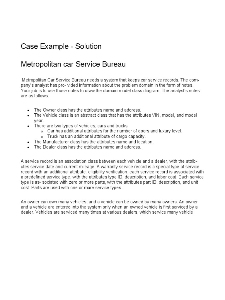 Case Example - CH 4 - Metro Car - Solution | PDF | Transport | Motor ...