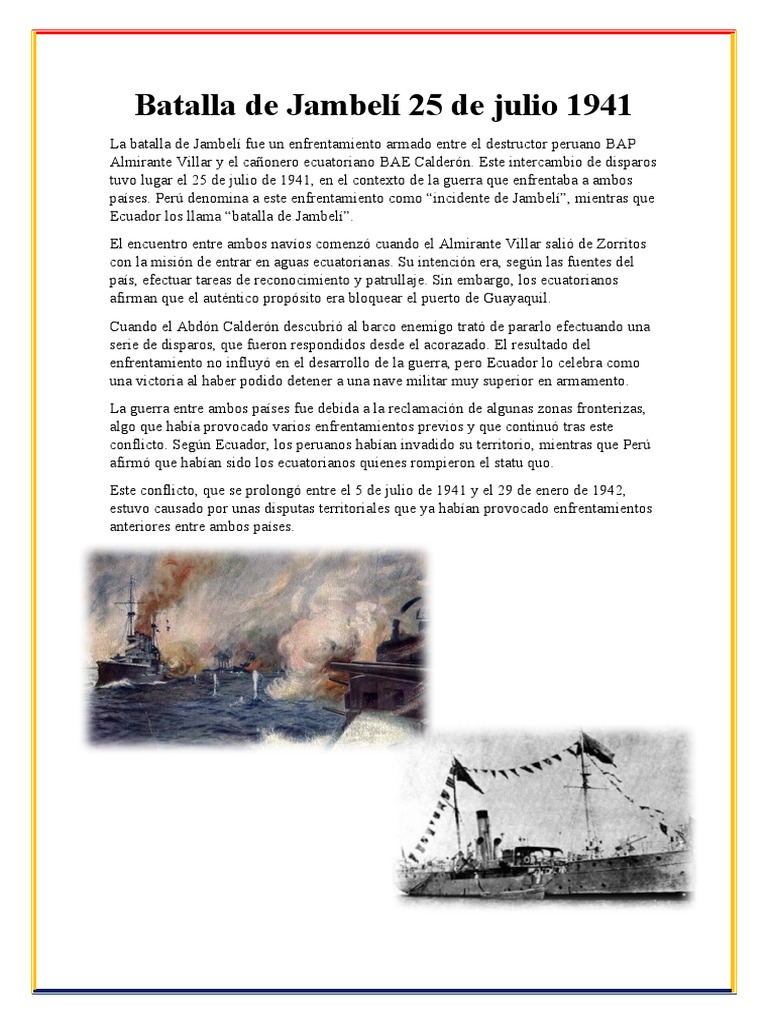 Batalla de Jambelí 25 de Julio 1941 | PDF