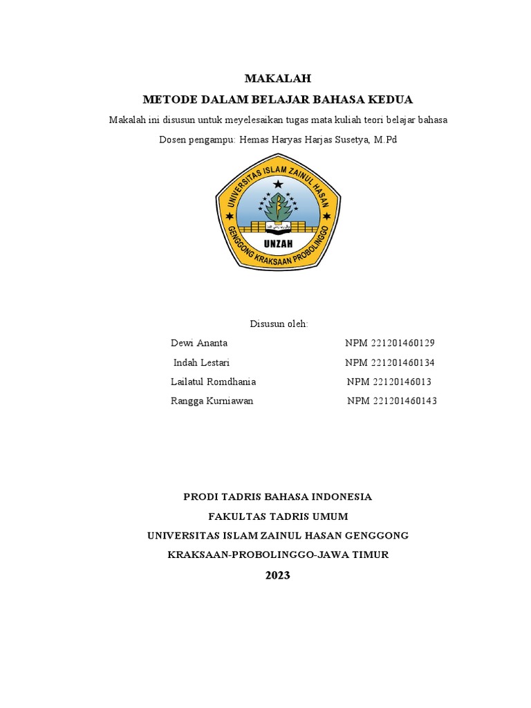 Metode Dalam Belajar Bahasa Kedua | PDF | Karier & Perkembangan | Kajian Bahasa Asing