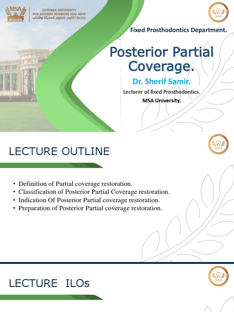 Posterior Partial Coverage DR Sherif Samir | PDF | Dentistry | Mouth