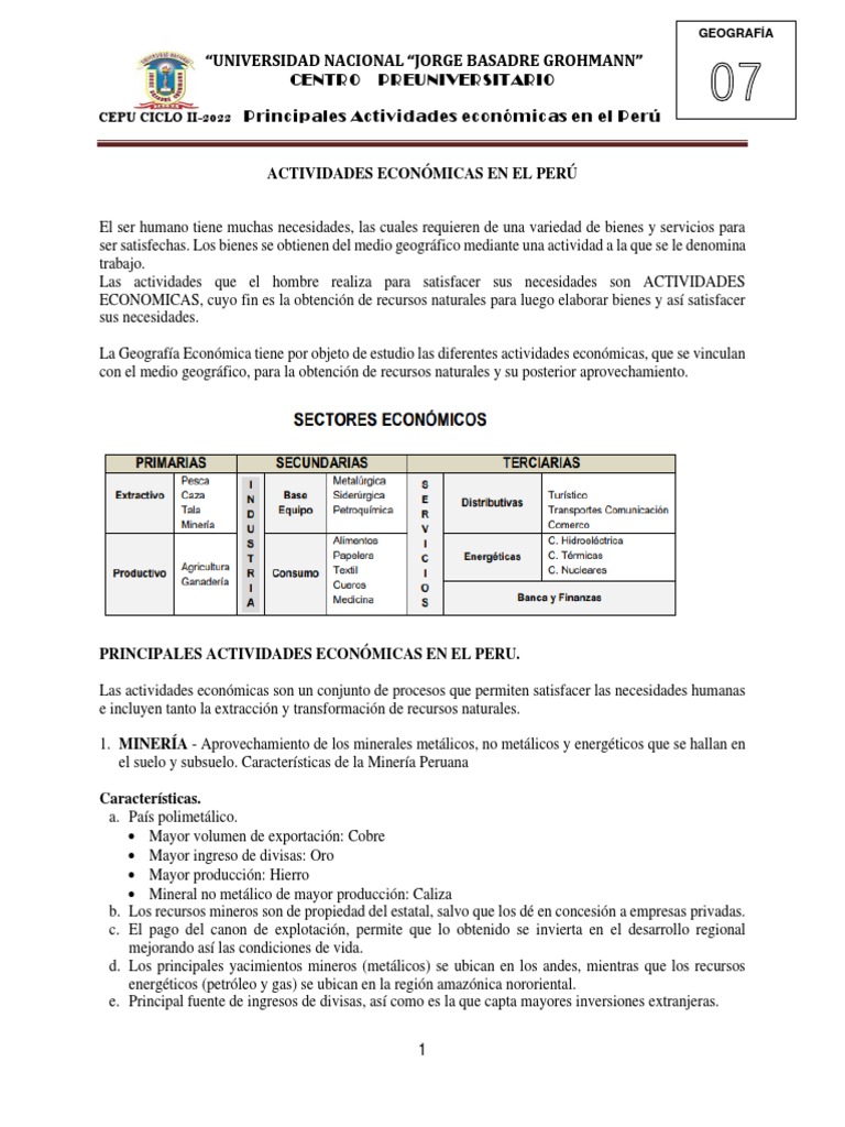 Práct. 07 - Geografía Con Claves | PDF | Minería | Perú