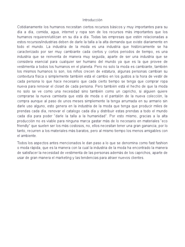 Ensayo Moda Rapida | PDF