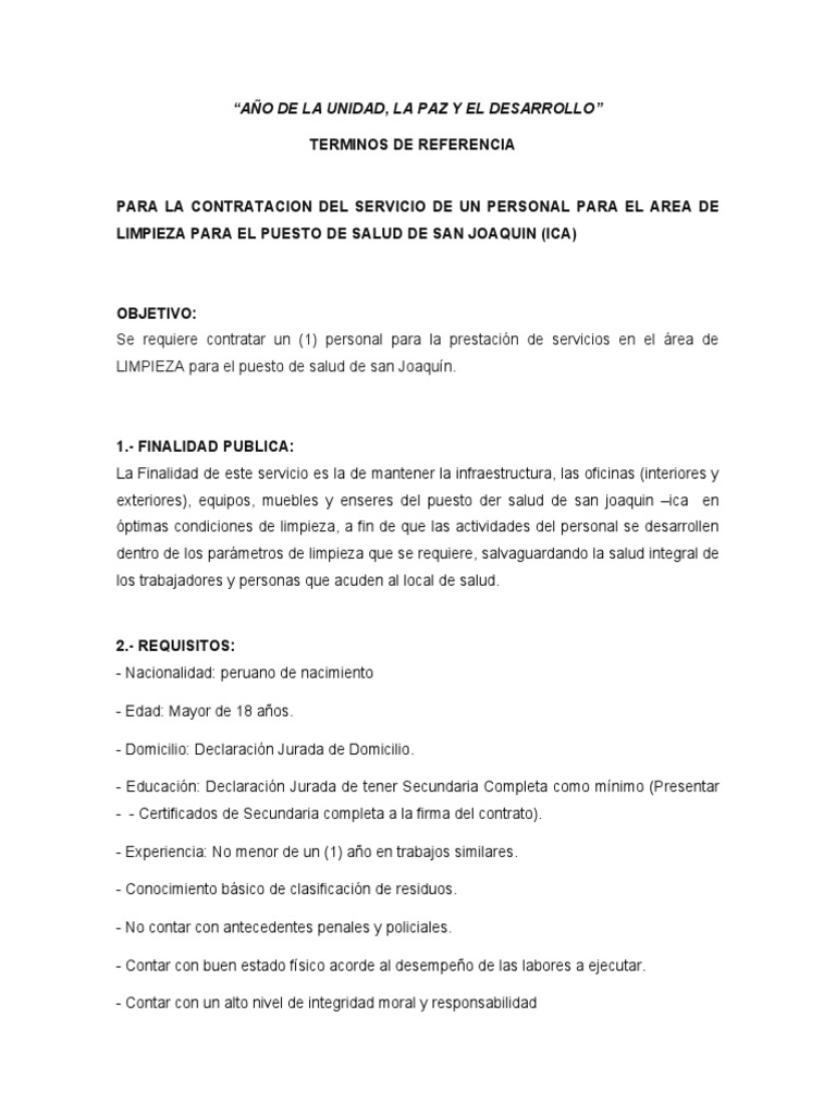 TDR Limpieza Sole | PDF