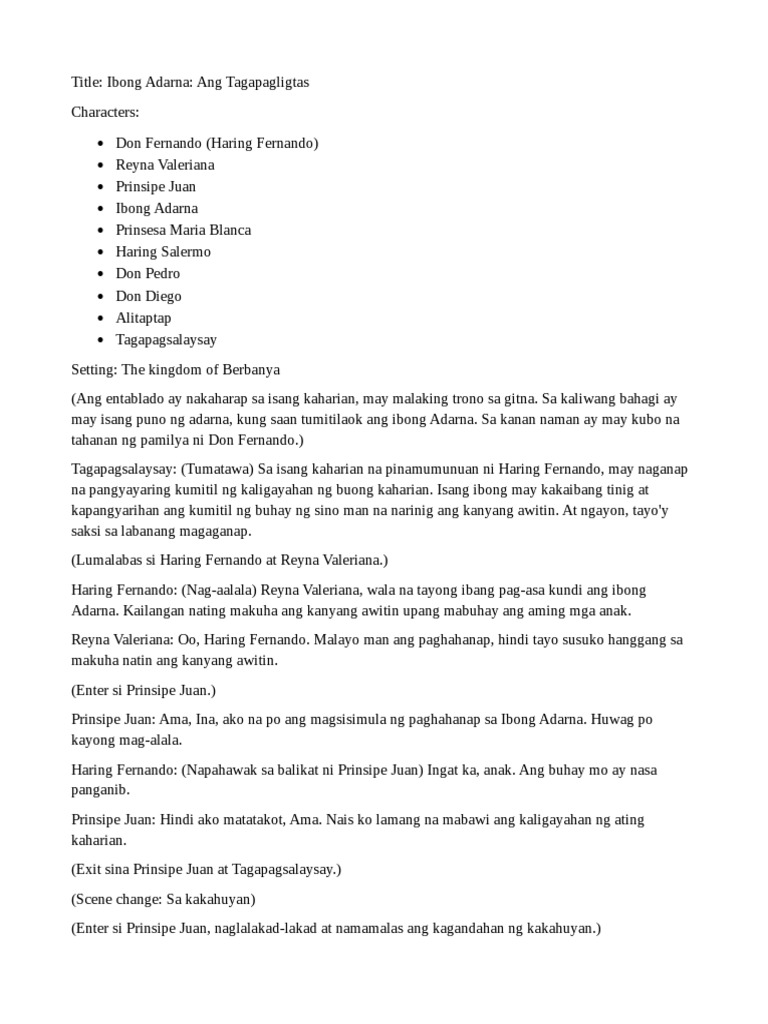 Ibong Adarna Skript | PDF