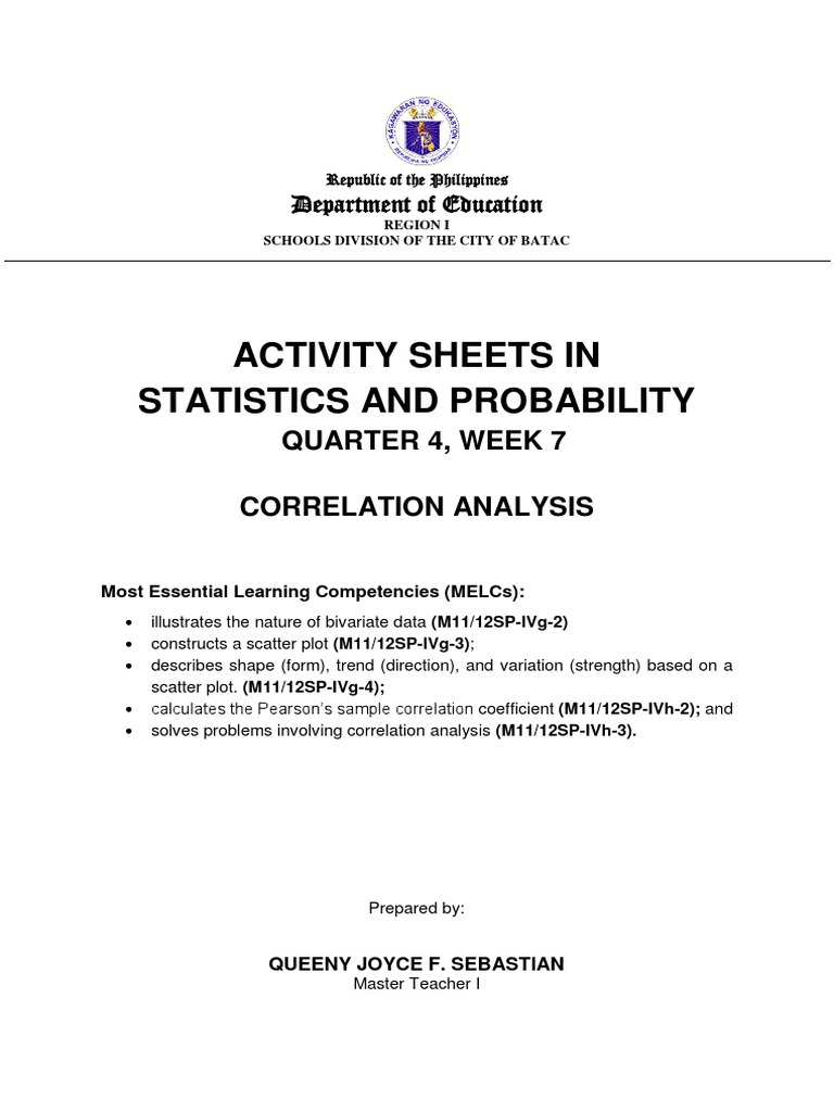 AS STAT-11 Q4 Wk7 | PDF | Scatter Plot | Statistics