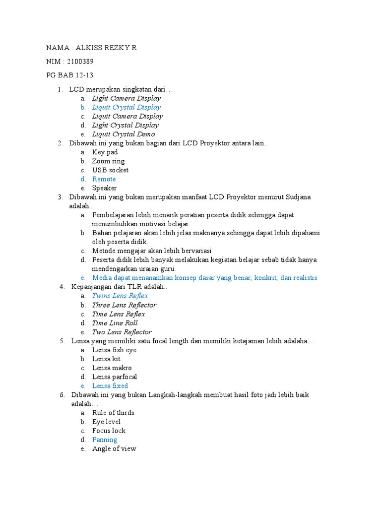 Contoh Soal LCD dan Proyektor | PDF