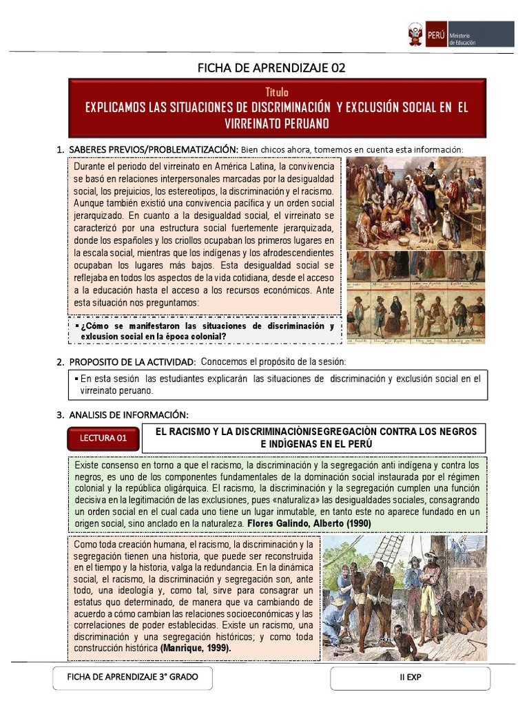 2 Ficha de Aprendizaje CCSS 3° Grado1 | PDF | Racismo | Discriminación y relaciones raciales