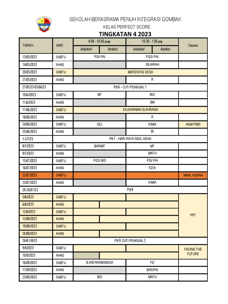 Perfect Score Ting 4 2023 | PDF