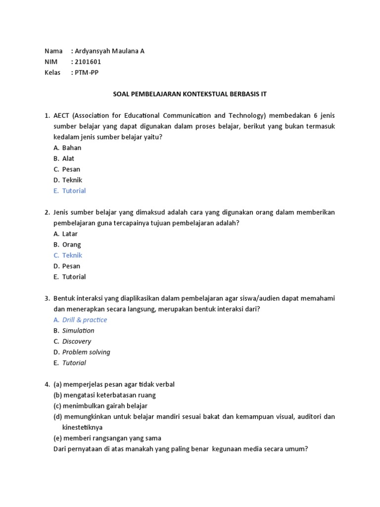 Contoh Soal Tugas Ict | PDF