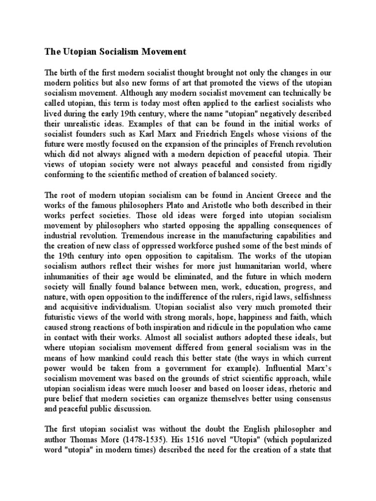 Utopian Socialism Origins | PDF | Utopia | Socialism