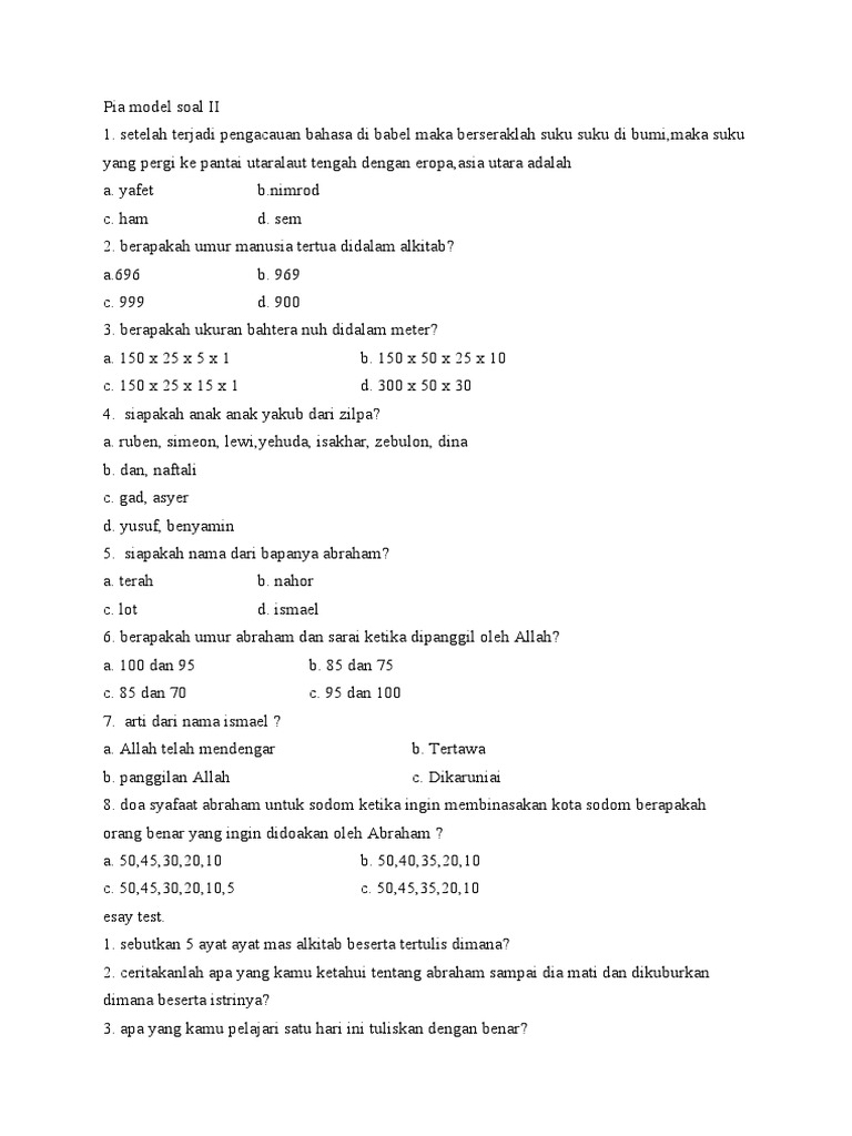 Pia Model Soal II | PDF