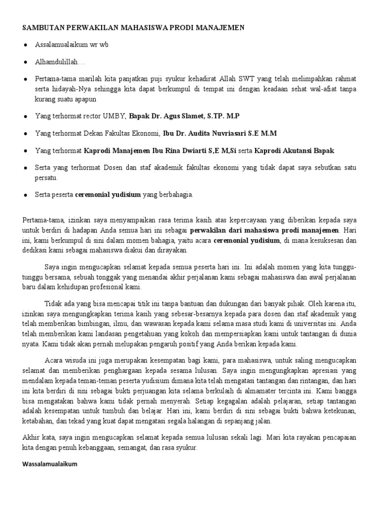 Sambutan Yudisium | PDF