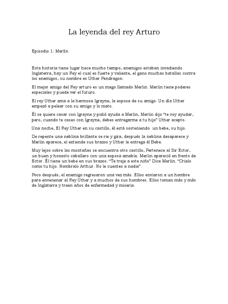 La Leyenda Del Rey Arturo Pdf Esmerejón Rey Arturo