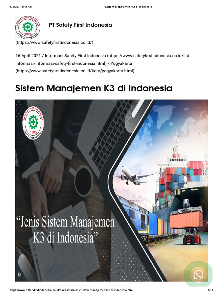 Sistem Manajemen K3 Di Indonesia | PDF