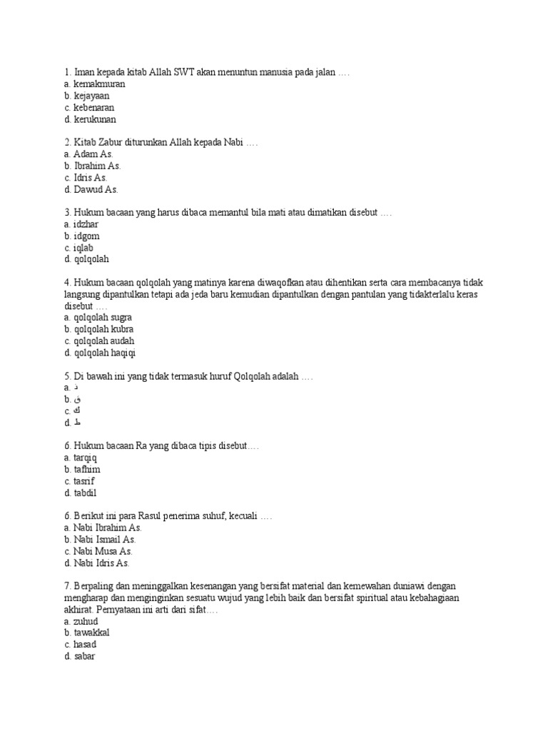 Soal Pai Kls 8 Ajang | PDF | Agama & Spiritualitas