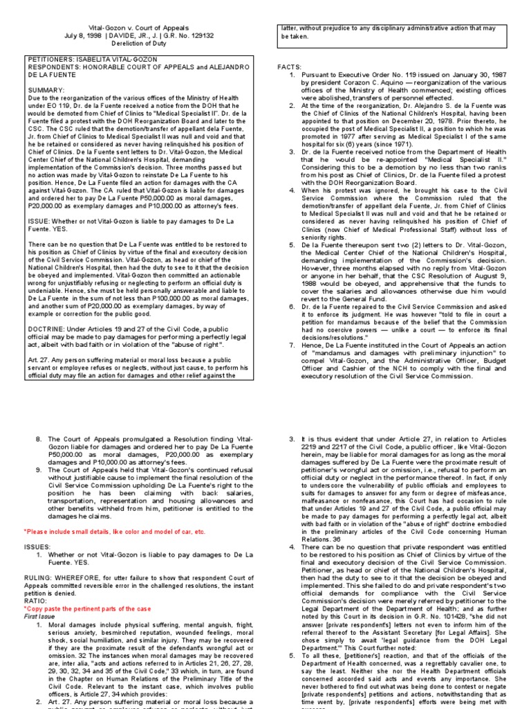 Vital-Gozon v. Court of Appeals | PDF | Damages | Lawsuit