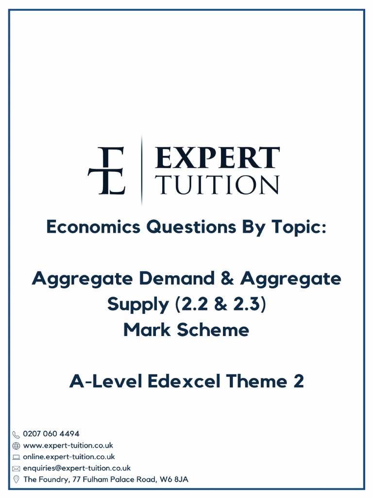 Aggregate Demand Aggregate Supply 2.2 2.3 Mark Scheme | PDF | Aggregate Demand | Consumption ...
