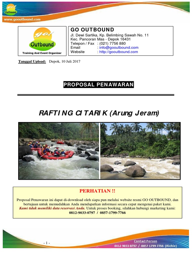 Rafting Citarik Arung Jeram Go Rafting Citarik Arung Jeram Perhatian | PDF