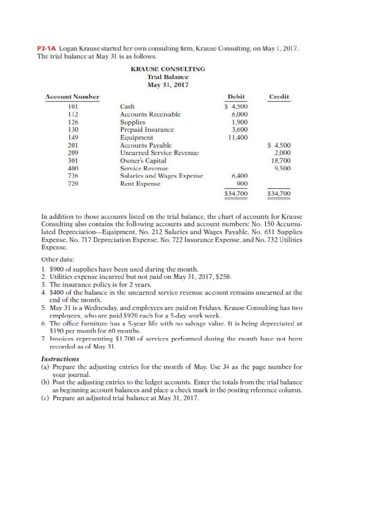 Adjusting Entries Class Problem 2 (Class-4) | PDF | Debits And Credits | Expense