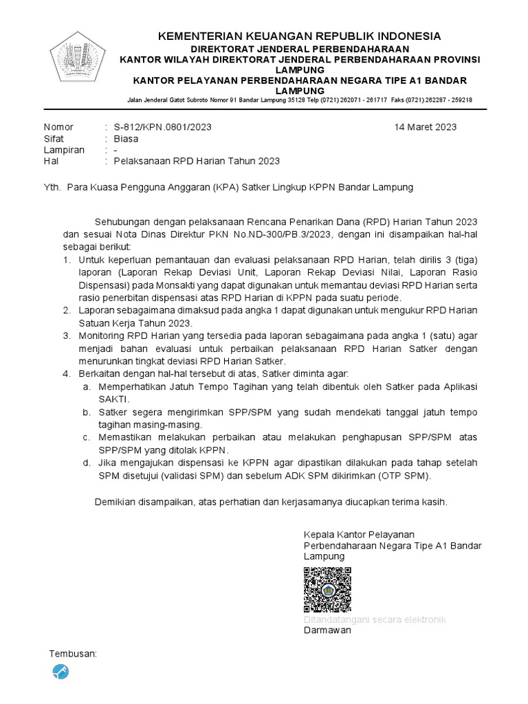 Pelaksanaan RPD Harian Tahun 2023 | PDF