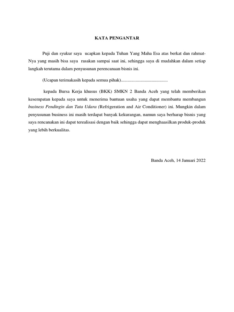 Contoh Bisnis Plan UMKM | PDF