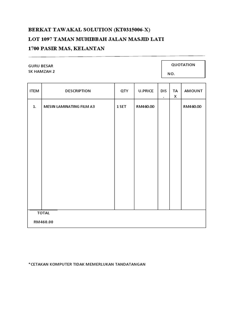 Berkat Tawakal Solution | PDF