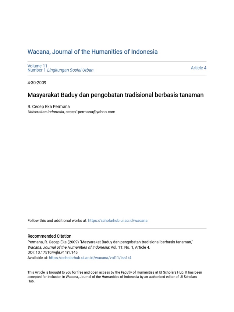 Pengobatan Tradisional Suku Baduy | PDF