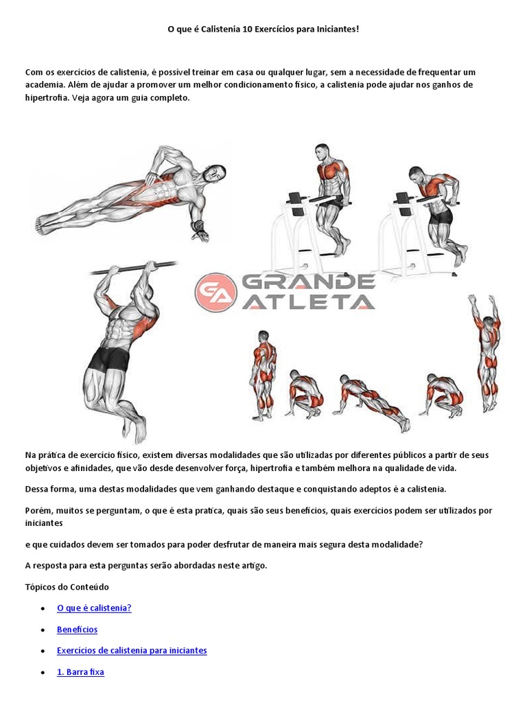 O Que é Calistenia 10 Exercícios Para Iniciantes | PDF