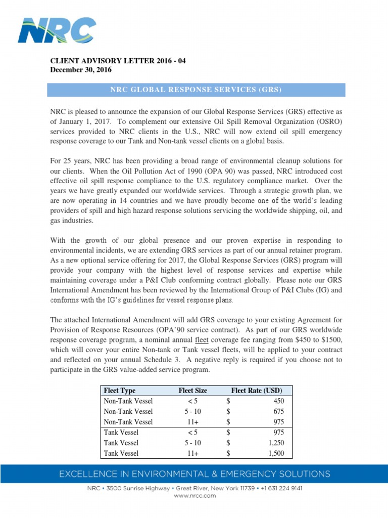 NRC Global Response Services Expansion | PDF