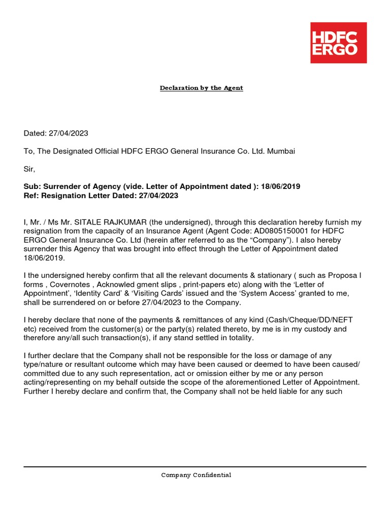 NOC Declaration201457405785 | PDF