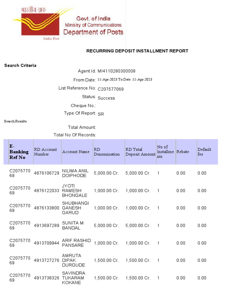 Recurring Deposit Installment Summary | PDF | Banking | Financial Services