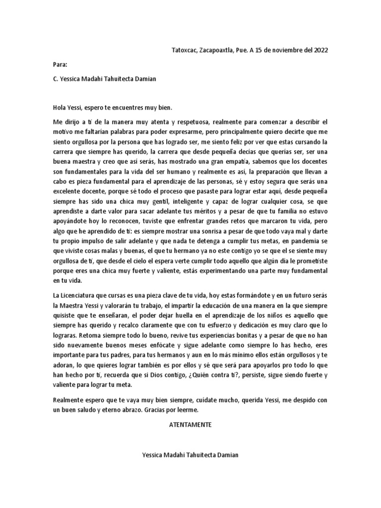 Carta A Mi Mismo | PDF