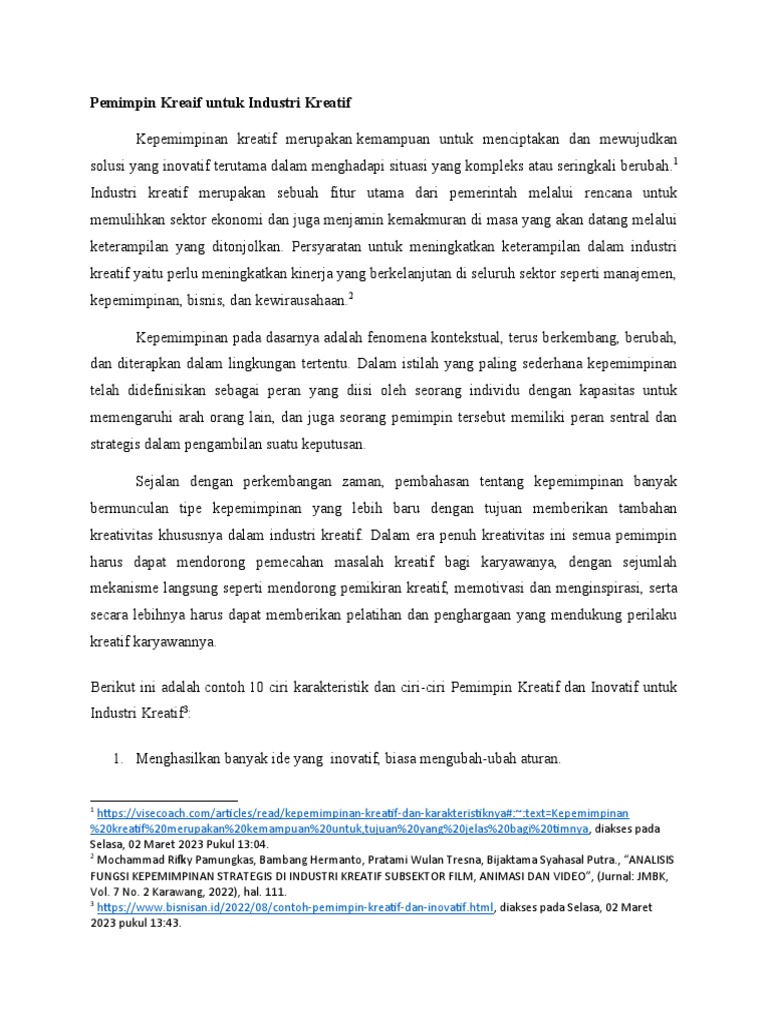 Kepemimpinan Kreatif di Industri Kreatif | PDF