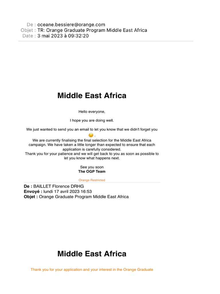 TR Orange Graduate Program Middle East Africa | PDF | Communication