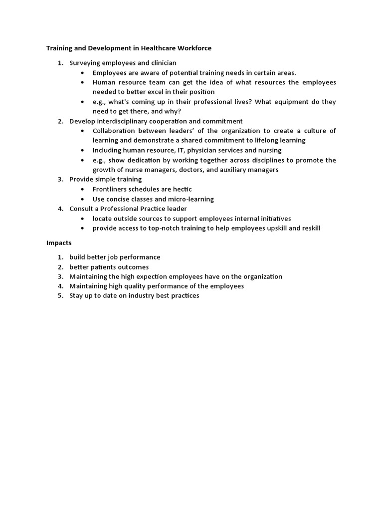 Training and Development in Healthcare Workforce | PDF | Career ...