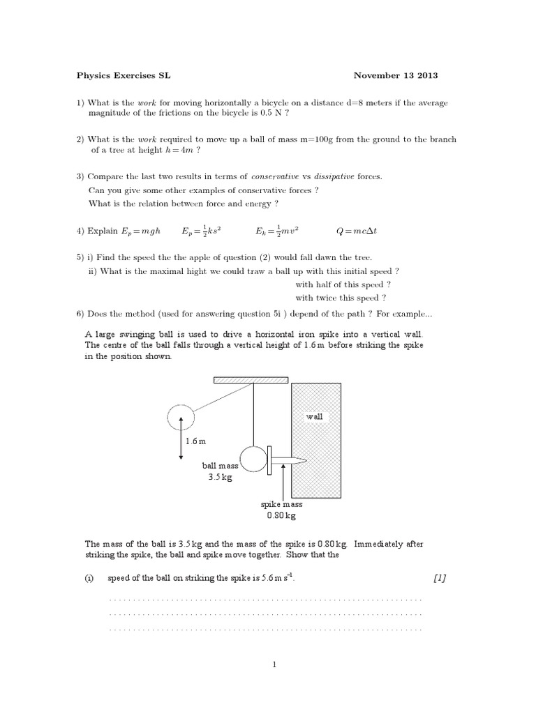 Momentum Energy Exercises | PDF