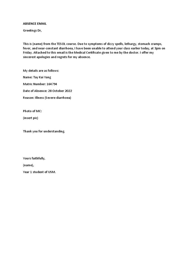 Absence Email | PDF